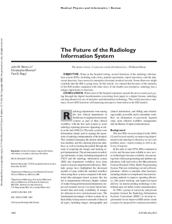 (PDF) The Future of the Radiology Information System