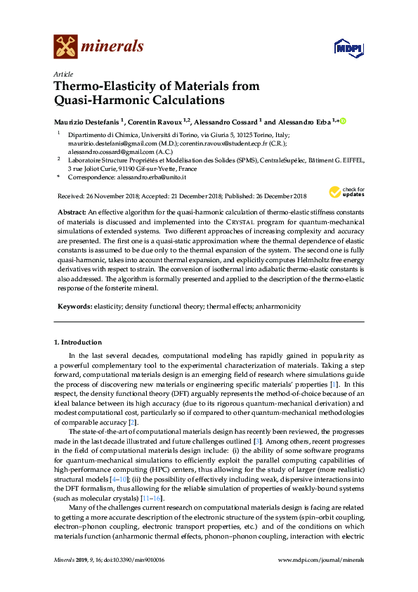 (PDF) Thermo-Elasticity of Materials from Quasi-Harmonic Calculations