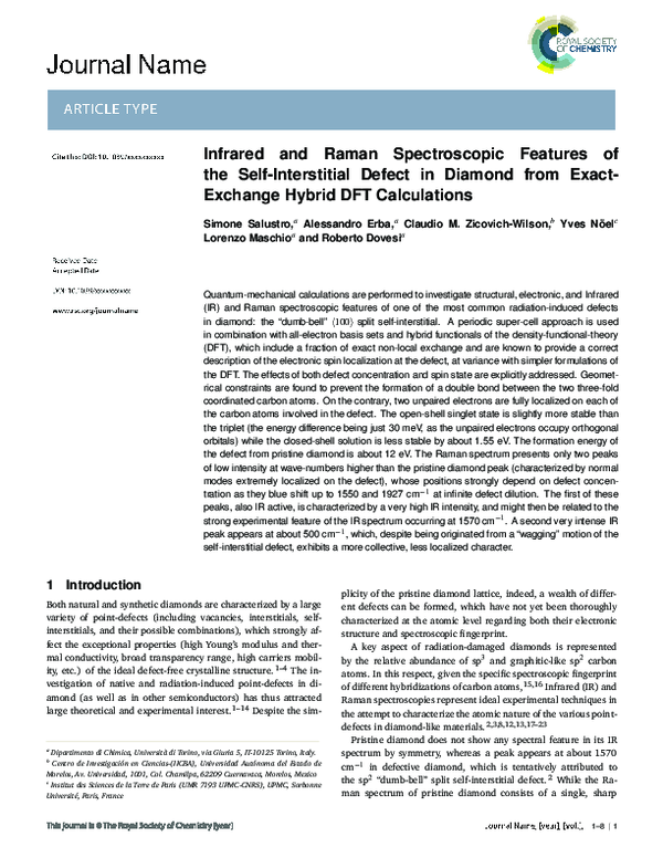 (PDF) Infrared and Raman spectroscopic features of the self ...