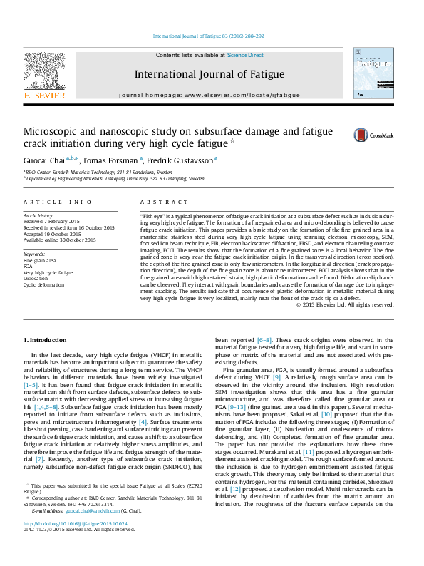 (PDF) Microscopic and nanoscopic study on subsurface damage and fatigue ...