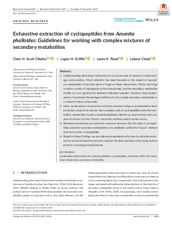 (PDF) Exhaustive extraction of cyclopeptides from Amanita phalloides ...