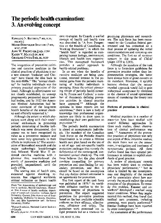 (PDF) [The periodic health examination. 3. An evolving concept]