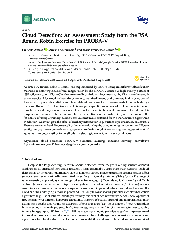 (PDF) Cloud Detection: An Assessment Study from the ESA Round Robin Exercise for PROBA-V ...