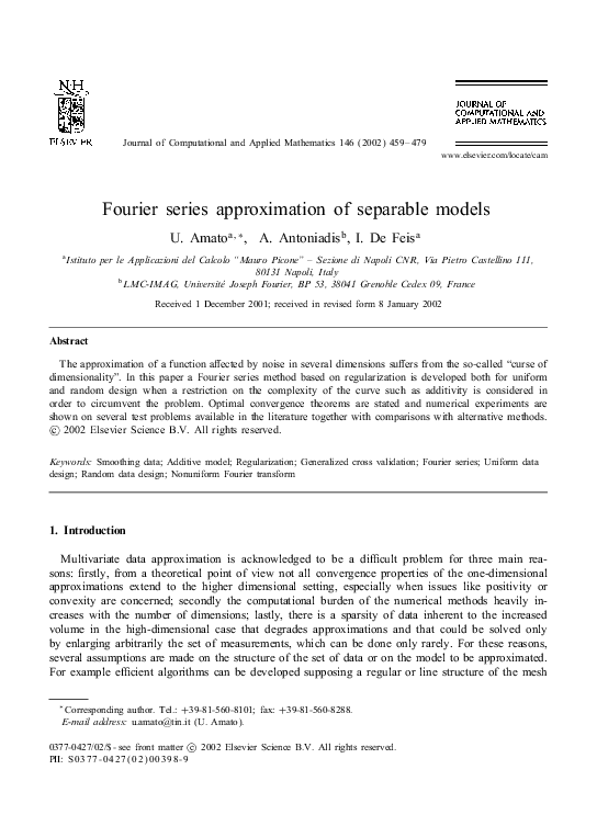 (PDF) Fourier series approximation of separable models