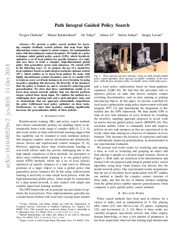 (PDF) Path integral guided policy search