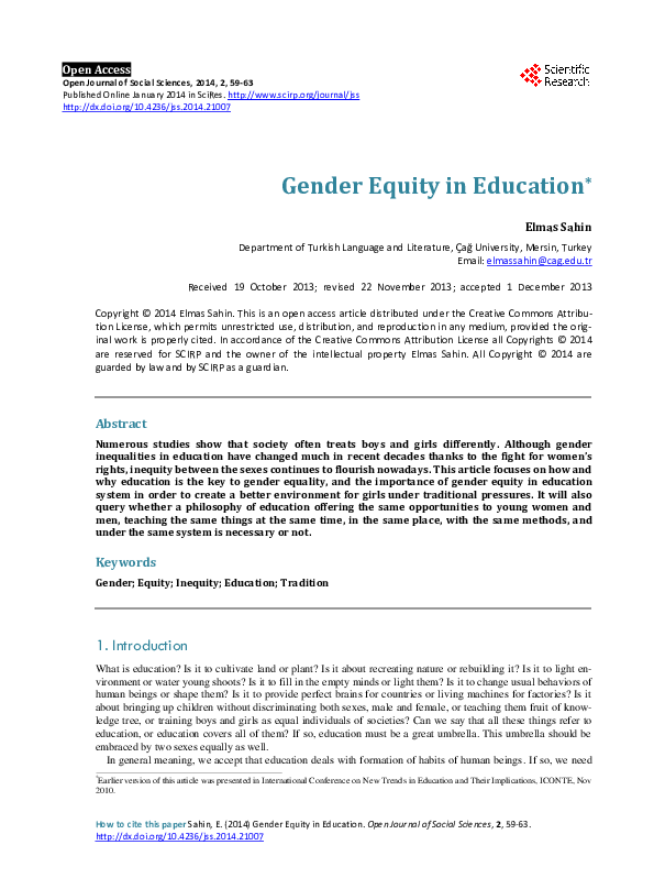 (PDF) Gender Equity in Education
