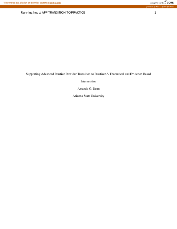 (PDF) Supporting Advanced Practice Provider Transition to Practice: A Theoretical and Evidence ...