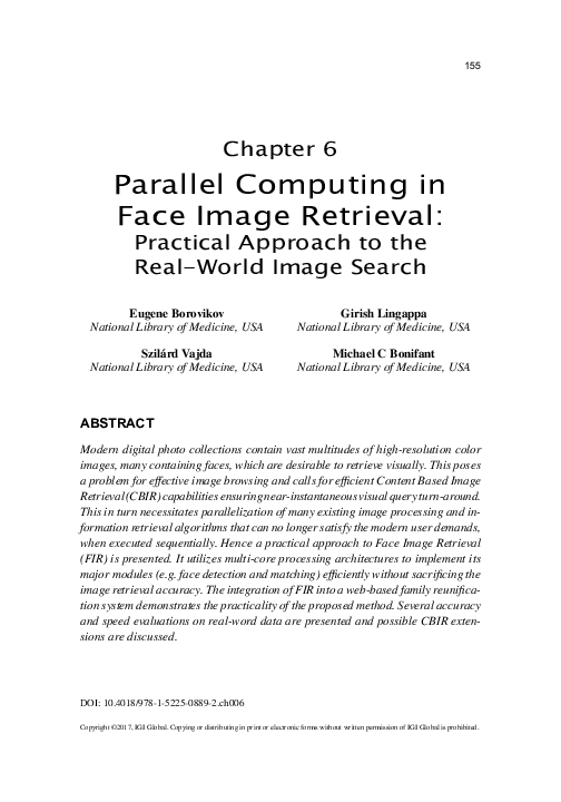 (PDF) Parallel Computing in Face Image Retrieval | Eugene Borovikov - Academia.edu