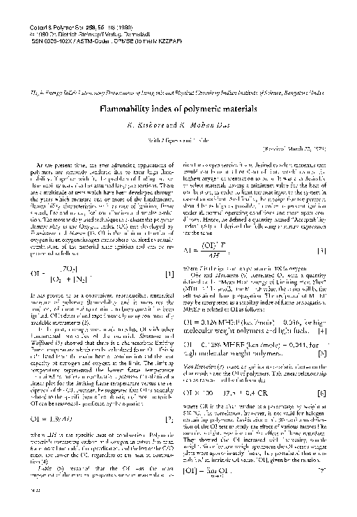(PDF) Flammability index of polymeric materials