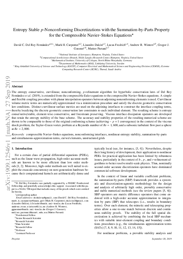 (PDF) Entropy-stable p-nonconforming discretizations with the summation ...