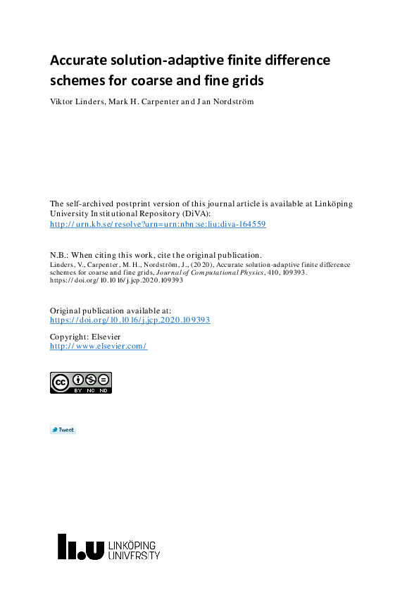 Pdf Accurate Solution Adaptive Finite Difference Schemes For Coarse