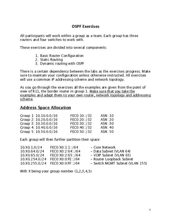 (PDF) OSPF Exercises