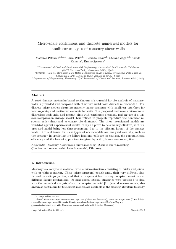 Pdf Comparative Analysis Of Masonry Micro Models