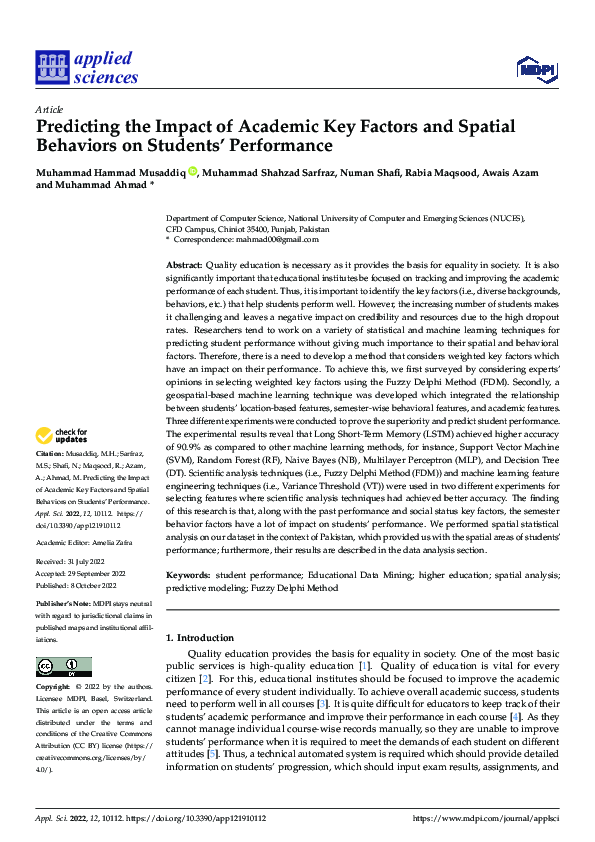 (PDF) Predicting the Impact of Academic Key Factors and Spatial ...