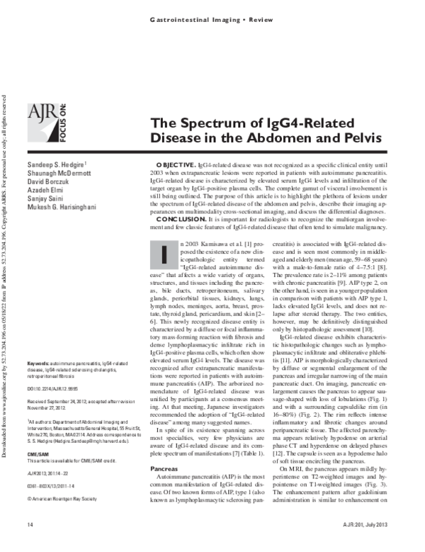 (PDF) The Spectrum of IgG4-Related Disease in the Abdomen and Pelvis