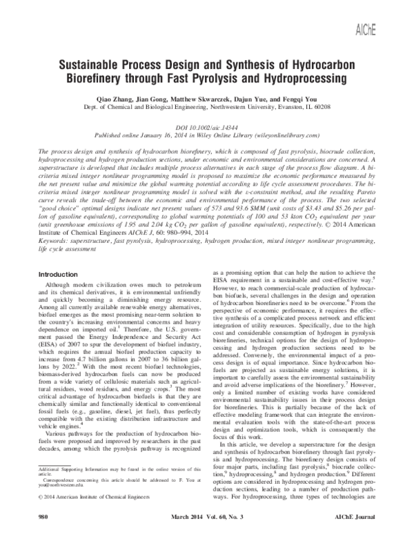 (PDF) Sustainable process design and synthesis of hydrocarbon ...