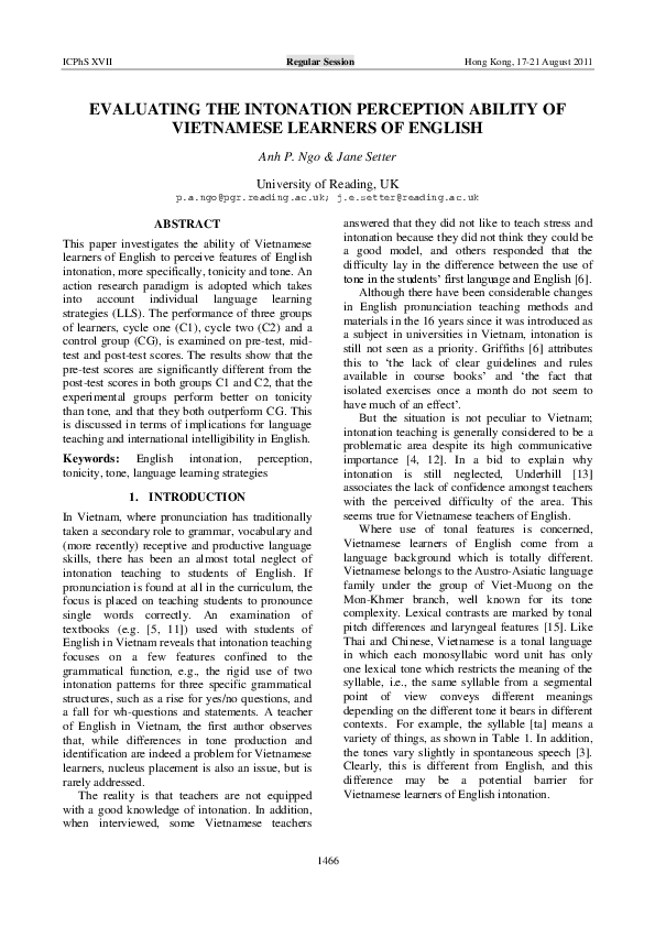 (PDF) Evaluating the Intonation Perception Ability of Vietnamese ...