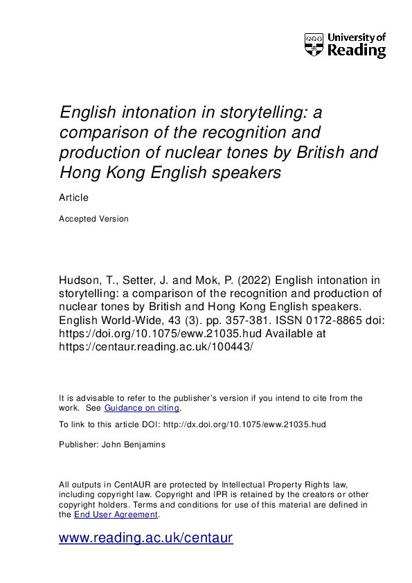 (PDF) English intonation in storytelling