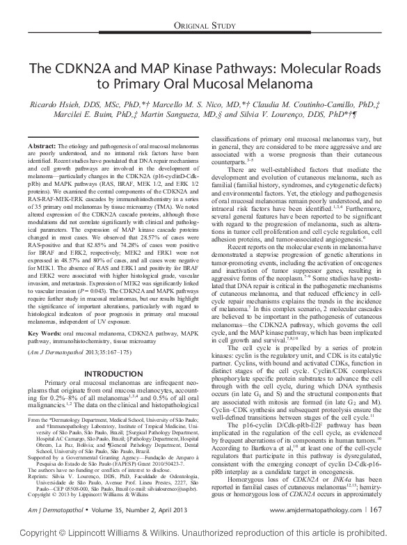 (PDF) The CDKN2A and MAP Kinase Pathways