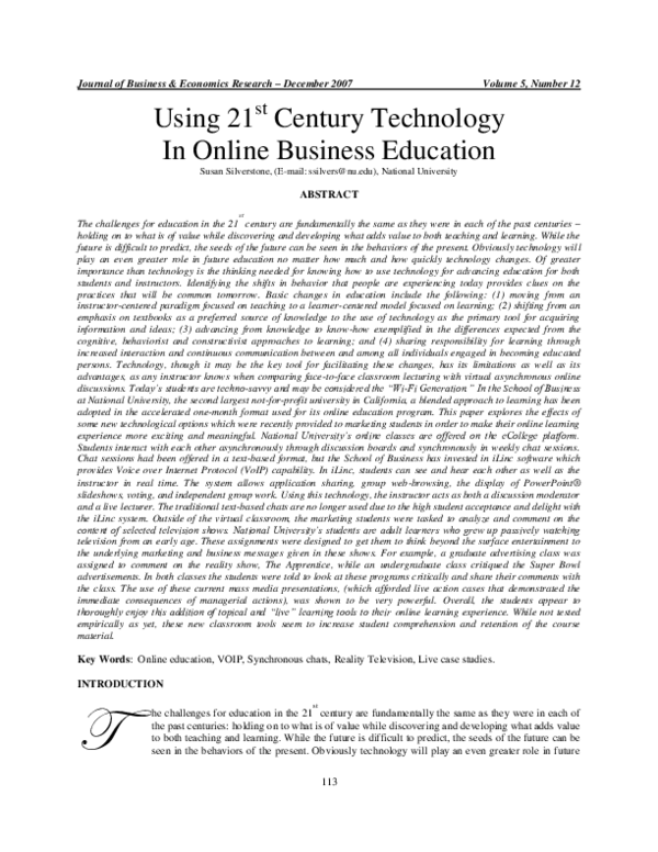 (PDF) Using 21st Century Technology In Online Business Education
