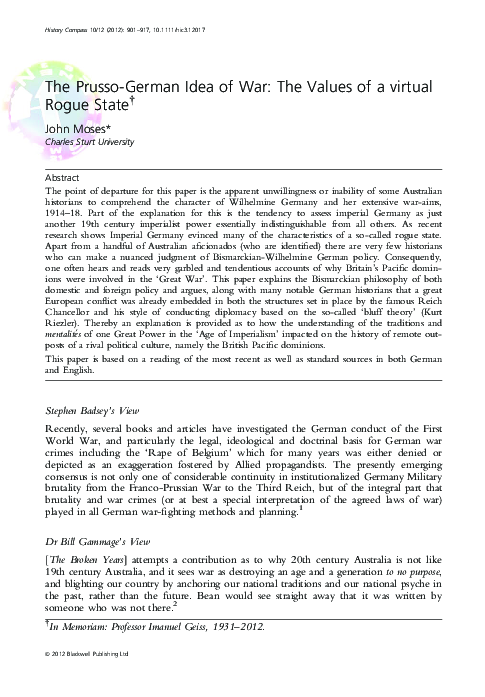 (PDF) The Prusso-German Idea of War: The Values of a virtual Rogue State