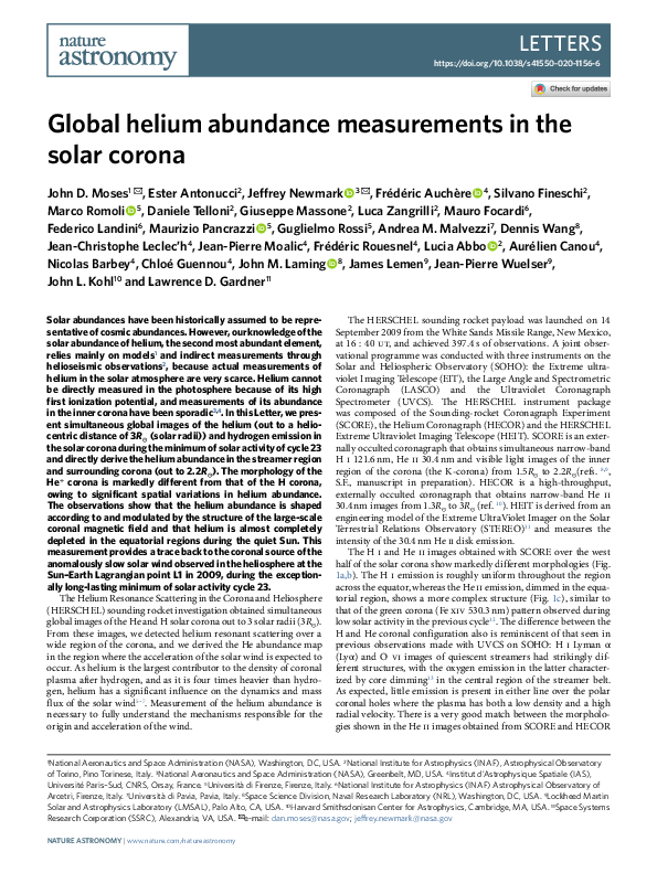 (PDF) Global helium abundance measurements in the solar corona