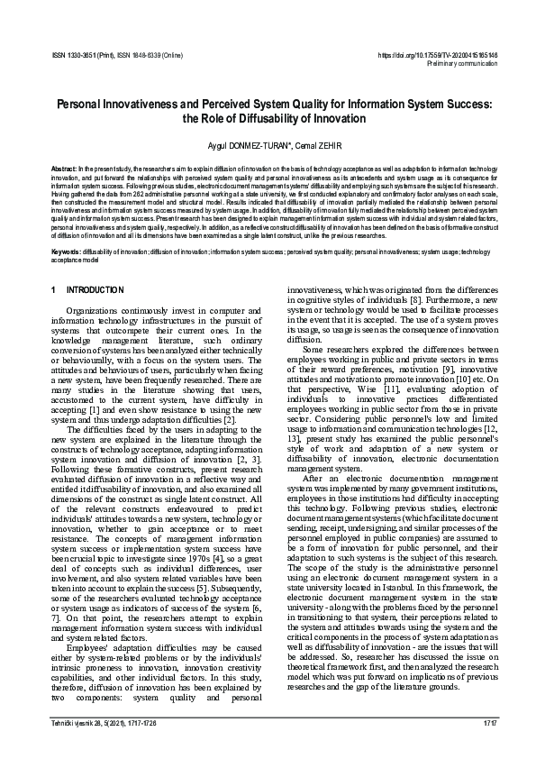 (PDF) Personal Innovativeness and Perceived System Quality for ...