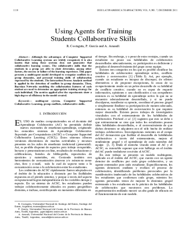 (PDF) Using Agents for Training Students Collaborative Skills