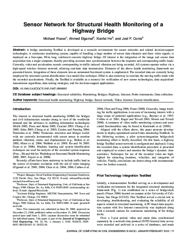 (PDF) Sensor Network for Structural Health Monitoring of a Highway Bridge
