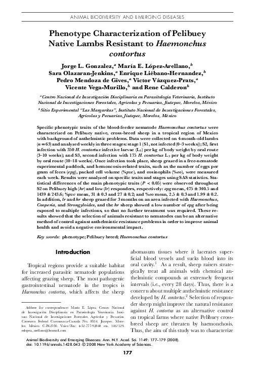 (PDF) Phenotype Characterization of Pelibuey Native Lambs Resistant to ...
