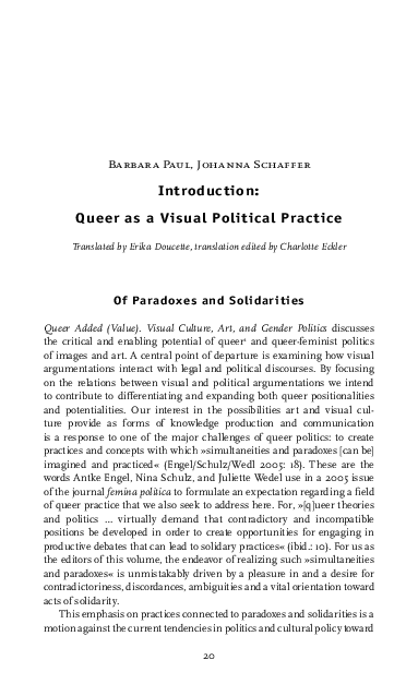 (PDF) Introduction: Queer as a Visual Political Practice