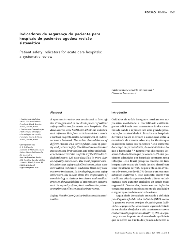 (PDF) [Patient safety indicators for acute care hospitals: a systematic ...