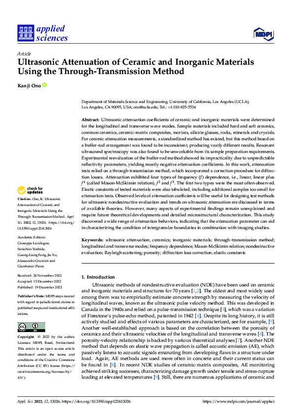 (PDF) Ultrasonic Attenuation of Ceramic and Inorganic Materials Using ...