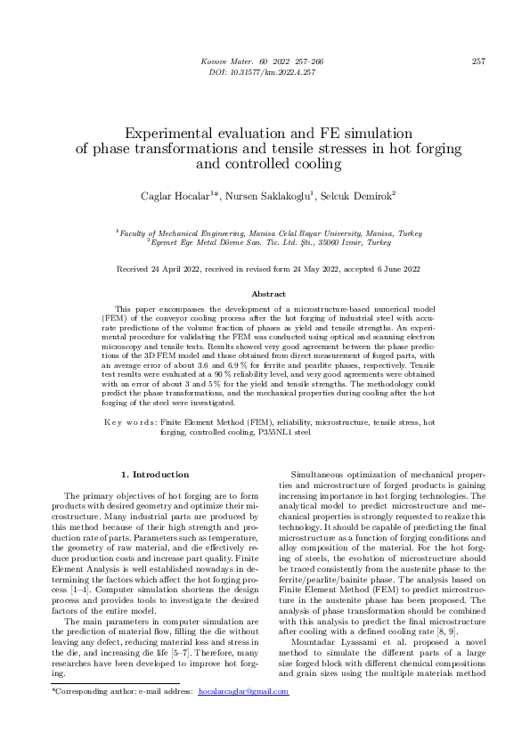 (PDF) Experimental evaluation and FE simulation of phase transformations and tensile stresses in ...