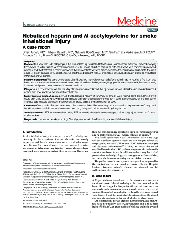 (PDF) Nebulized heparin and N-acetylcysteine for smoke inhalational injury