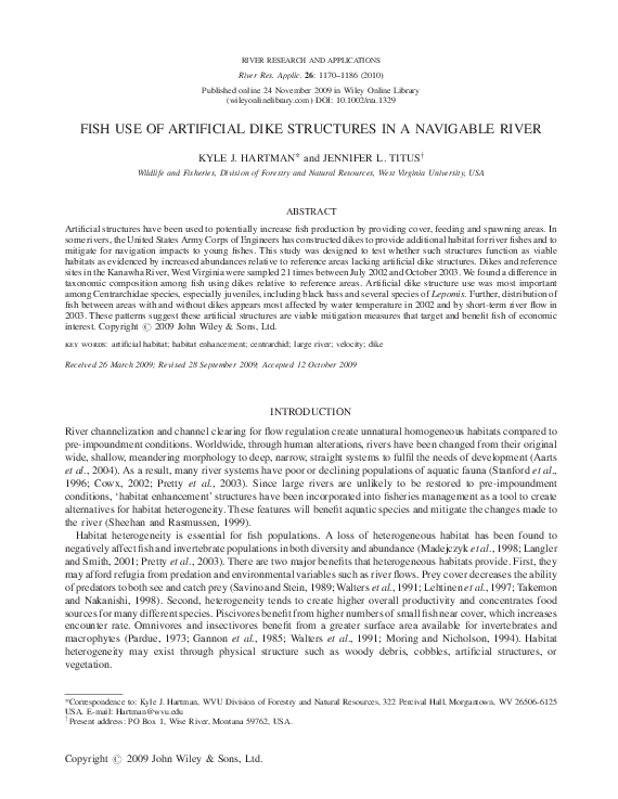 (PDF) Fish use of artificial dike structures in a navigable river