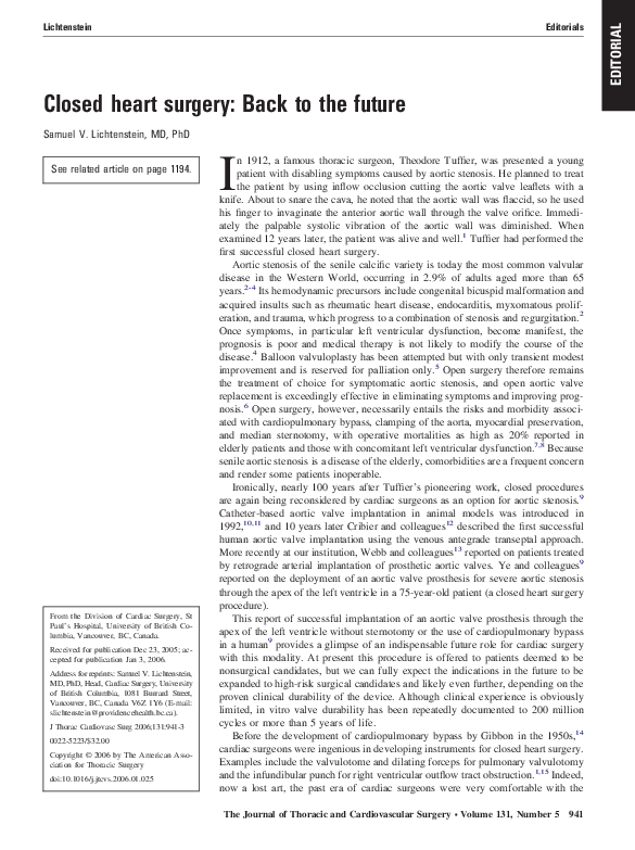 (PDF) Closed heart surgery: Back to the future