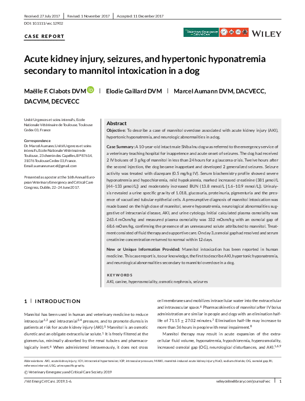 (PDF) Acute kidney injury, seizures, and hypertonic hyponatremia ...