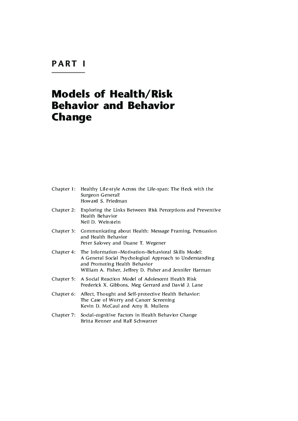 (PDF) Models of Health/Risk Behavior and Behavior Change