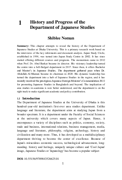 (PDF) History and Progress of the Department of Japanese Studies