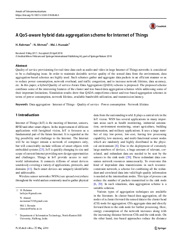 (PDF) A QoS-aware hybrid data aggregation scheme for Internet of Things