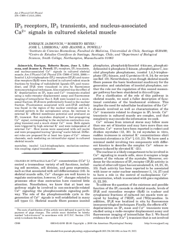 (PDF) IP3 receptors, IP3 transients, and nucleus-associated Ca2 ...