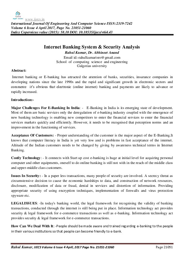 Pdf Internet Banking System And Security Analysis