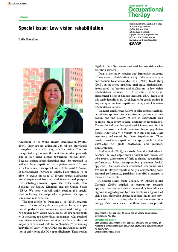 (PDF) Special issue: Low vision rehabilitation