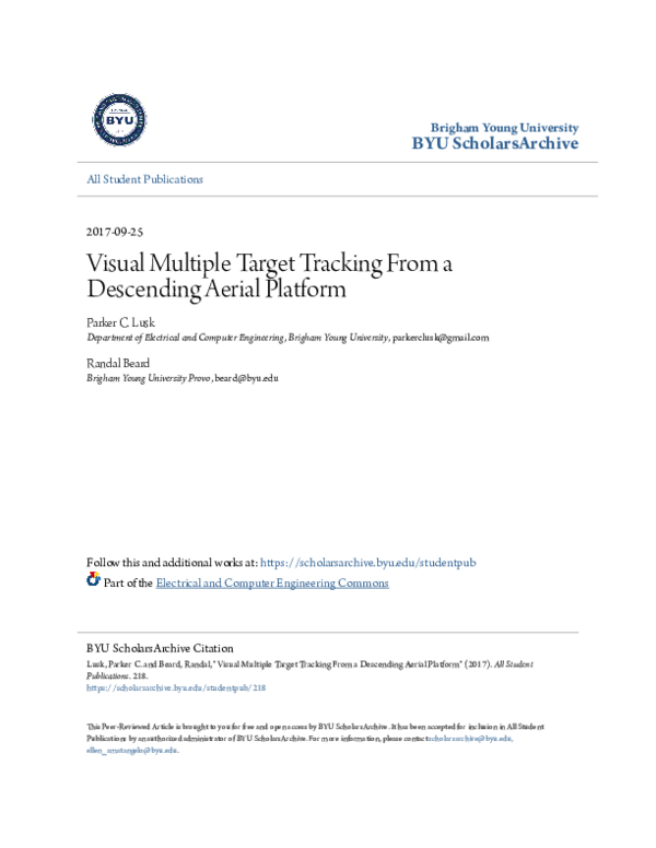 (PDF) Visual Multiple Target Tracking From a Descending Aerial Platform (PDF) Visual Multiple Target Tracking From a Descending Aerial Platform