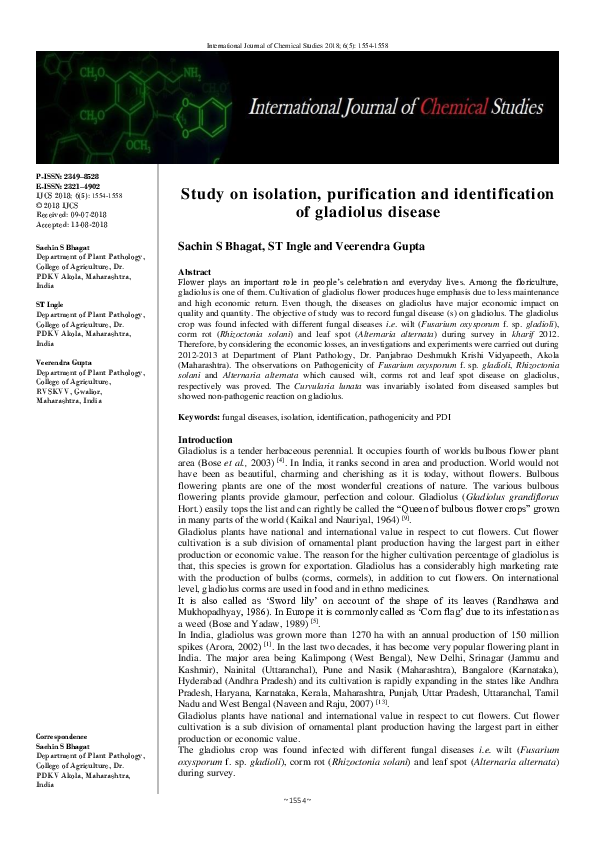 (PDF) Study on isolation, purification and identification of gladiolus ...