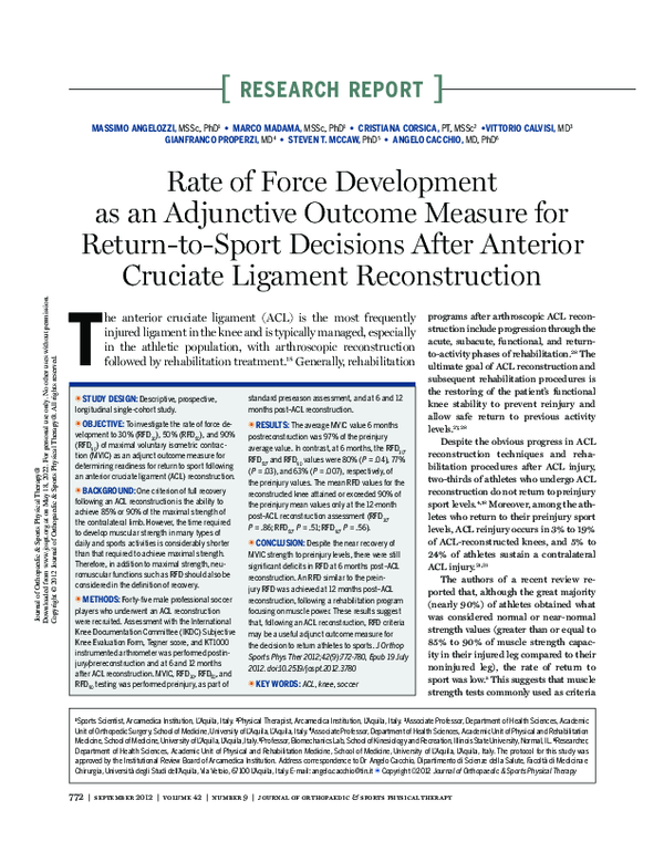(PDF) Rate of Force Development as an Adjunctive Outcome Measure for ...