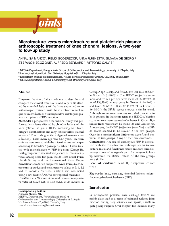 (PDF) Microfracture versus microfracture and platelet-rich plasma ...