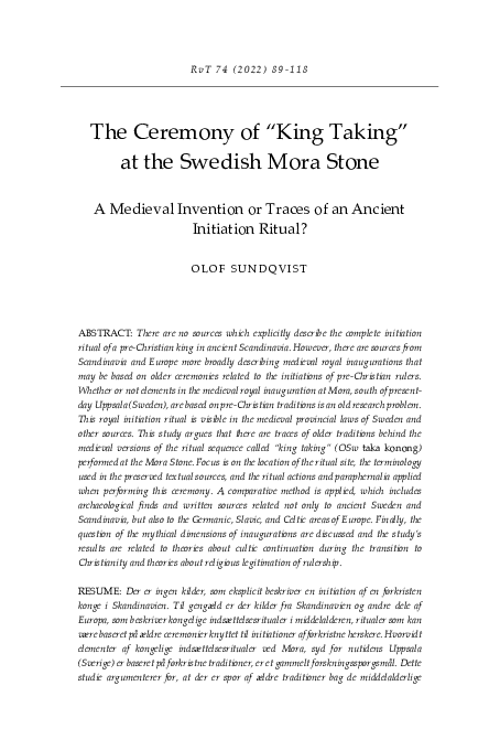 (PDF) The Ceremony of “King Taking” at the Swedish Mora Stone