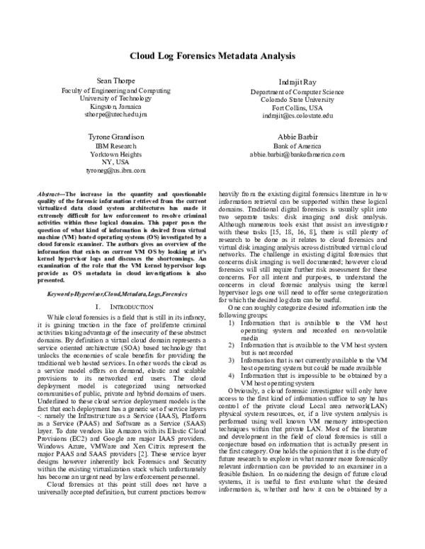 (PDF) Cloud Log Forensics Metadata Analysis